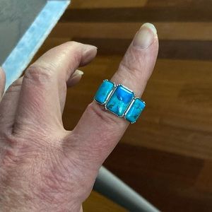 Bbj | Jewelry | Bbj Turquoise 3 Stone 925 Sterling Silver Ring Size 7 ...